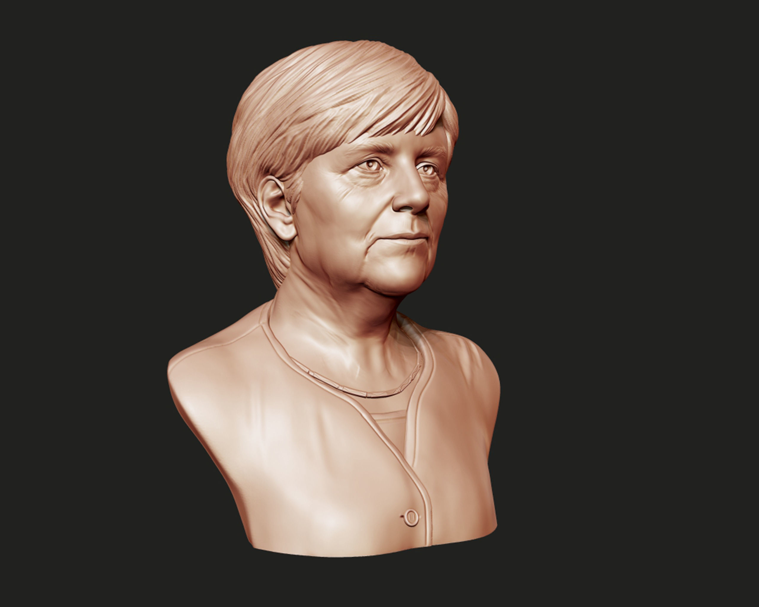 Angela Merkel 3D Portrait Sculpture 3D model 3D printable | CGTrader