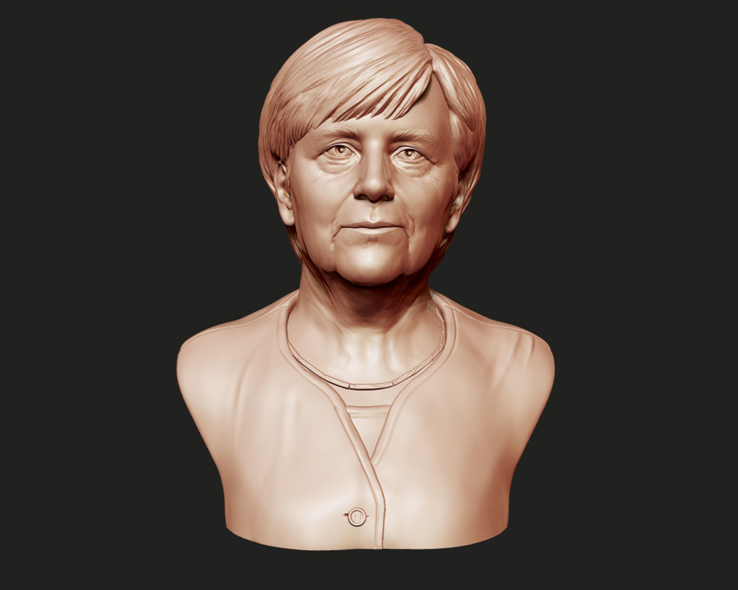 Angela Merkel 3D Portrait Sculpture 3D model 3D printable | CGTrader