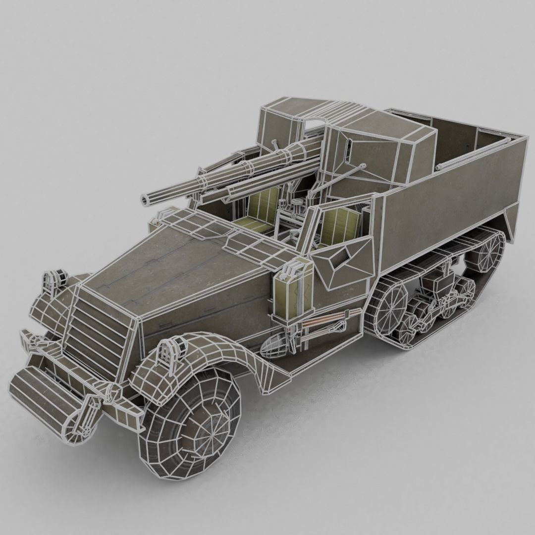 3D model M3 GMC 75mm Halftrack VR / AR / low-poly | CGTrader