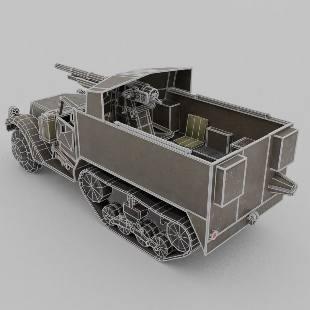 3D model M3 GMC 75mm Halftrack VR / AR / low-poly | CGTrader