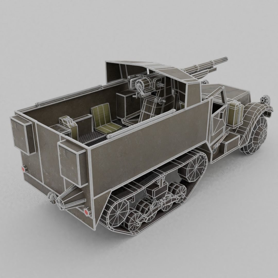 3D model M3 GMC 75mm Halftrack VR / AR / low-poly | CGTrader