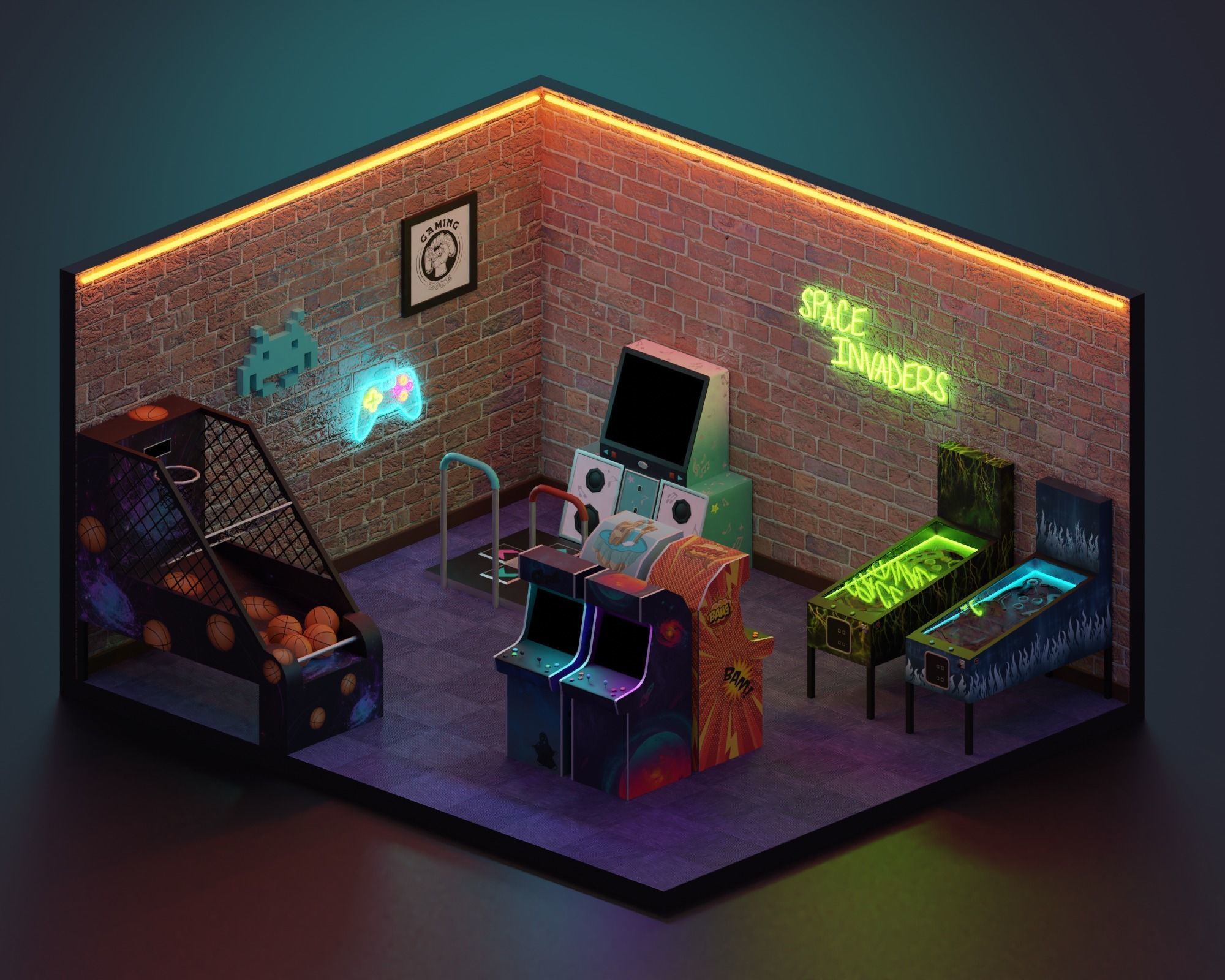 3D model Arcade room VR / AR / low-poly | CGTrader