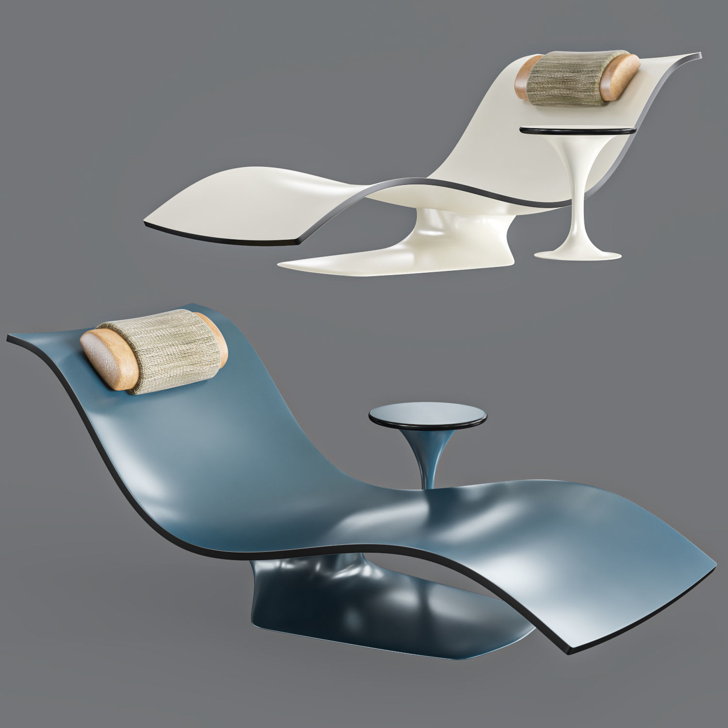 water pool lounge chair and table 3D model | CGTrader