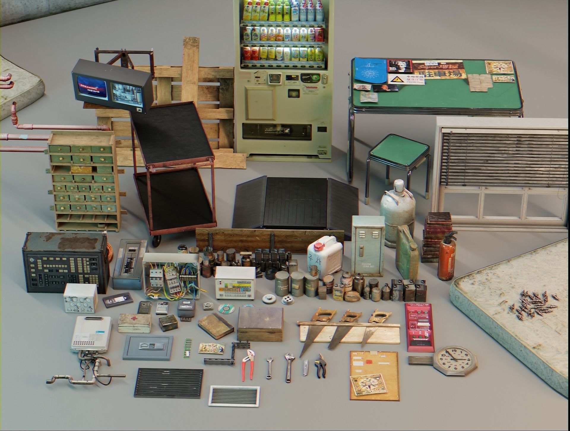 3D model Post Apocalyptic Office Asset Pack VR / AR / low-poly | CGTrader