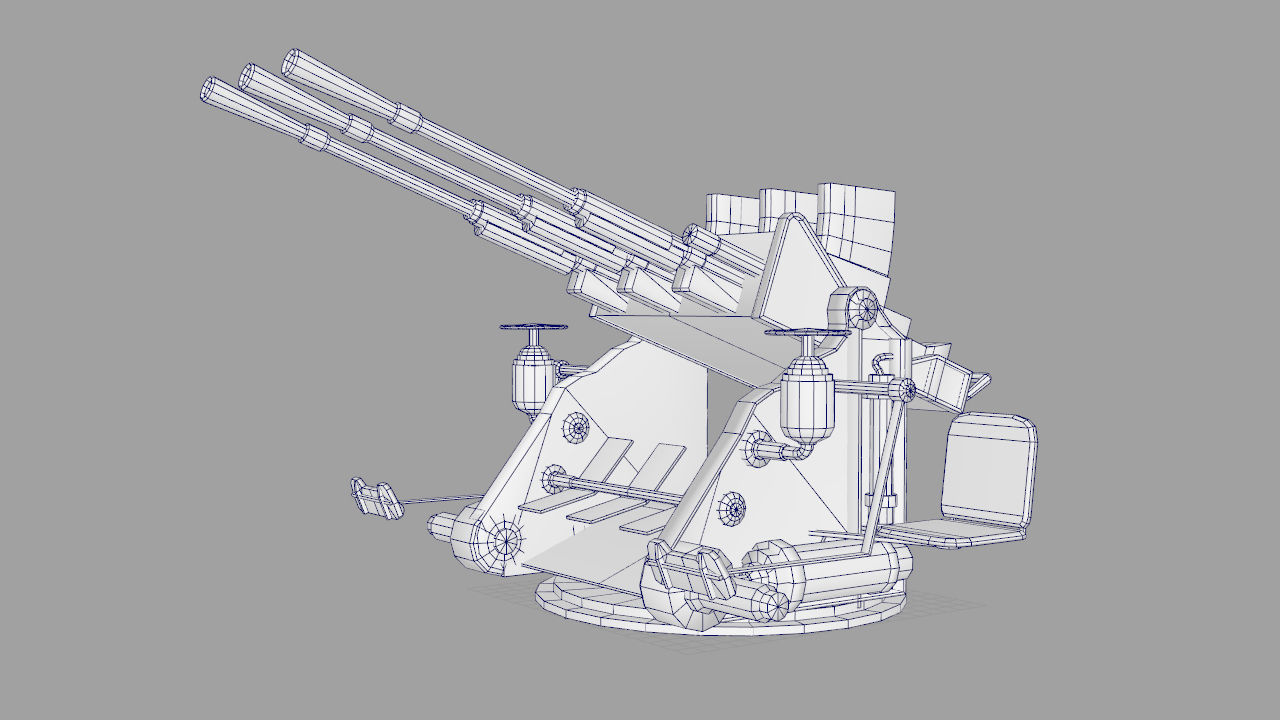 3D model Japanese battleship machine gun of WorldWar2 VR / AR / low ...