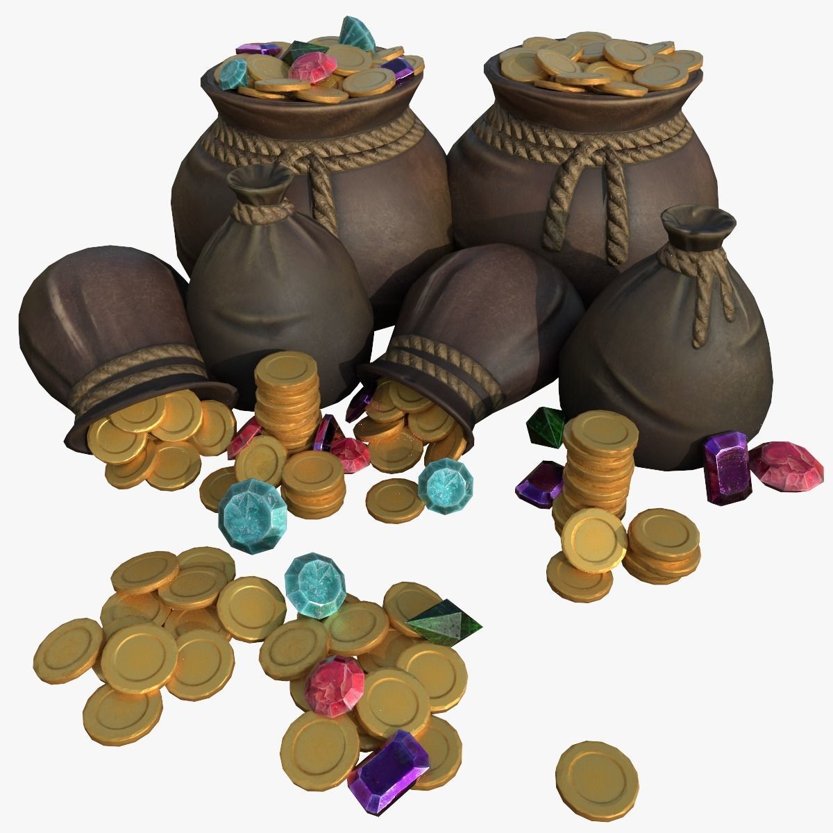 3D model Bag of Coins VR / AR / low-poly | CGTrader