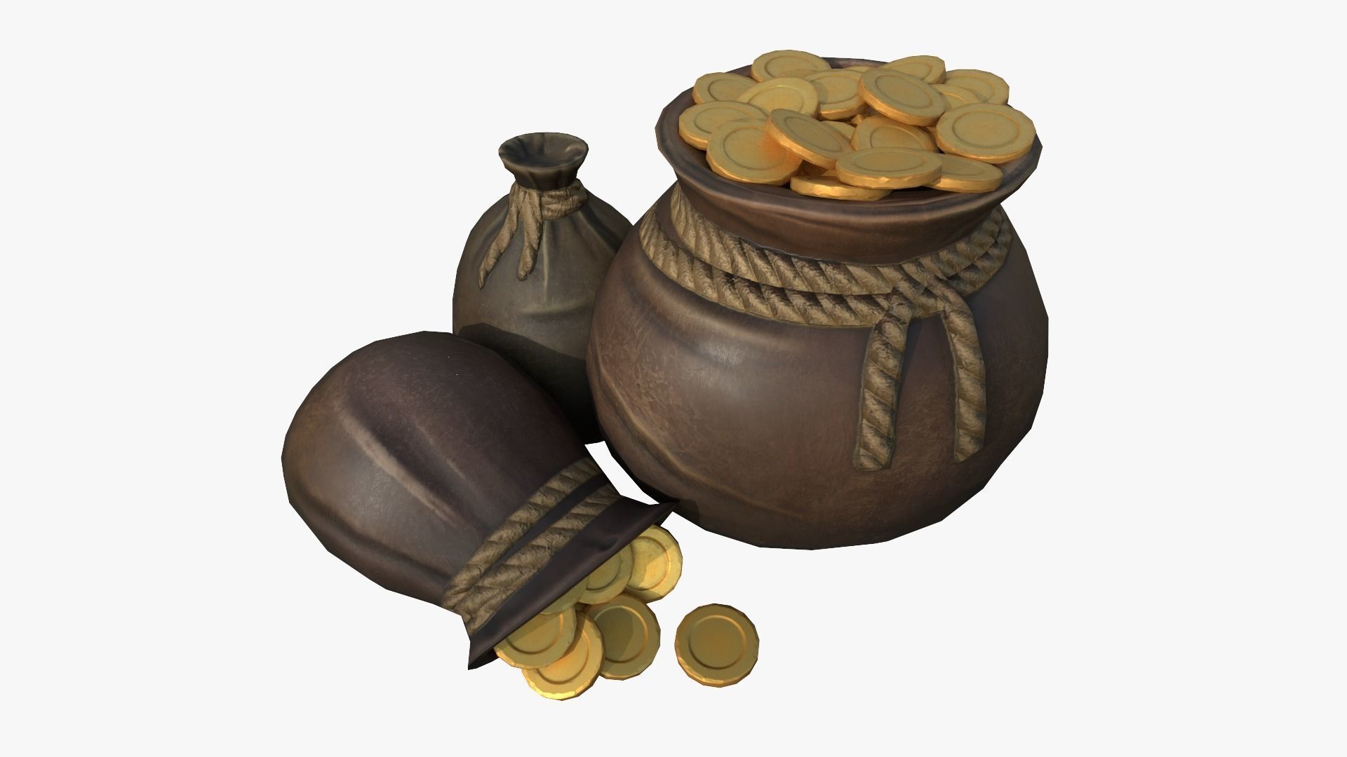 3D model Bag of Coins VR / AR / low-poly | CGTrader