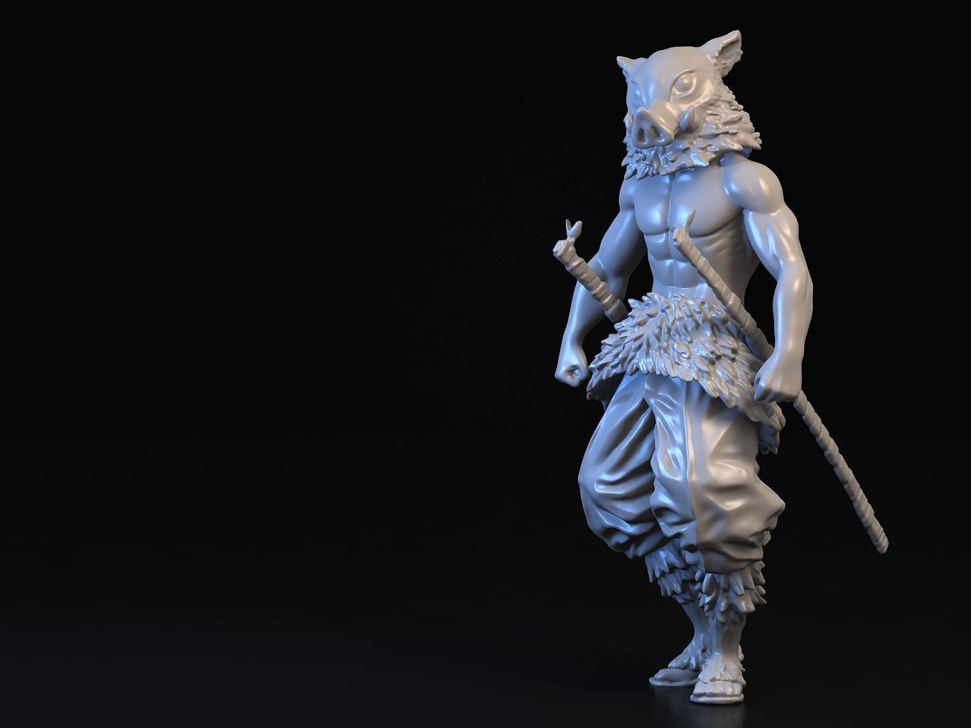 INOSUKE 3D figure wearing mask and holding sword 3D model | CGTrader