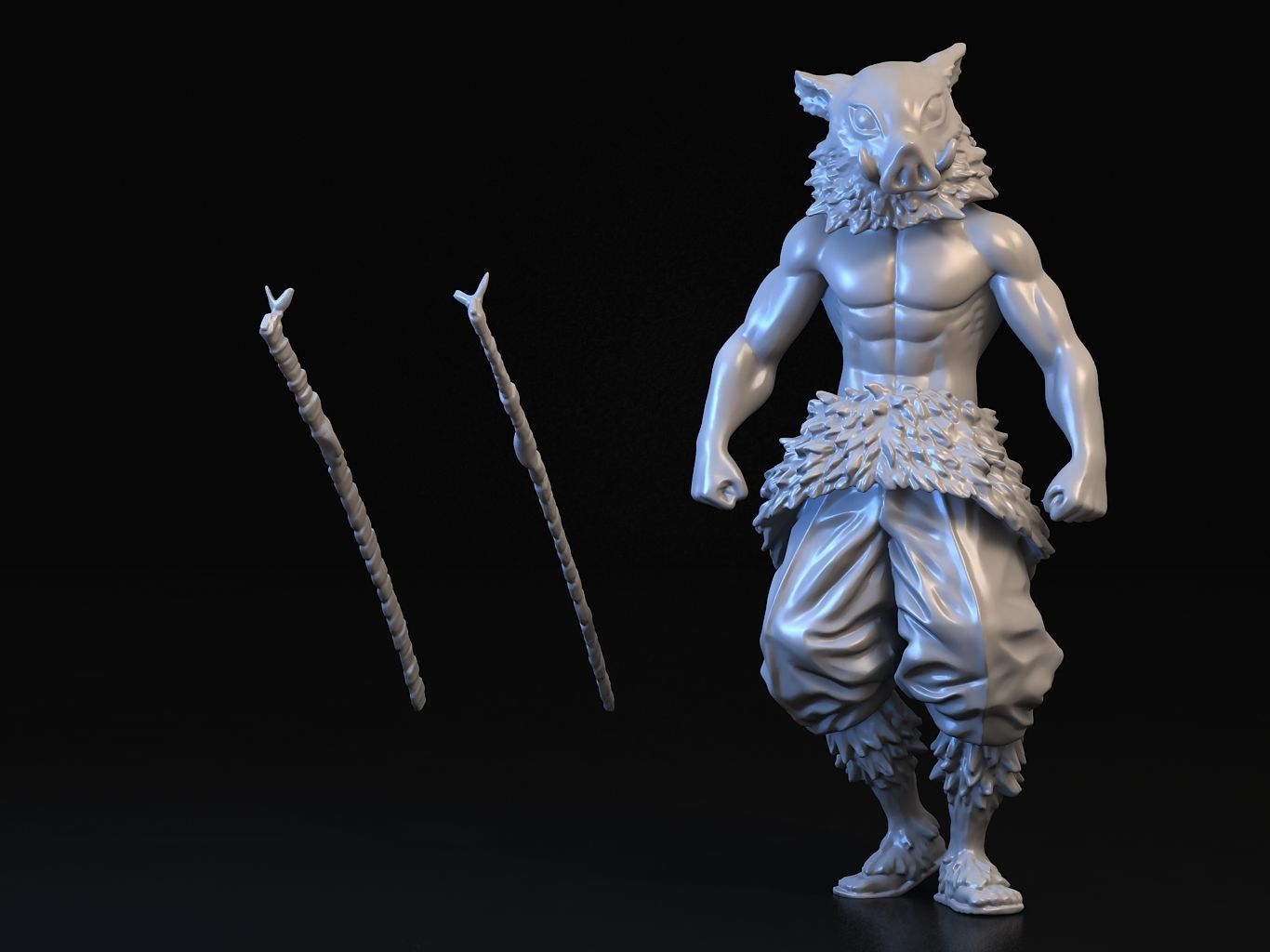 INOSUKE 3D figure wearing mask and holding sword 3D model | CGTrader