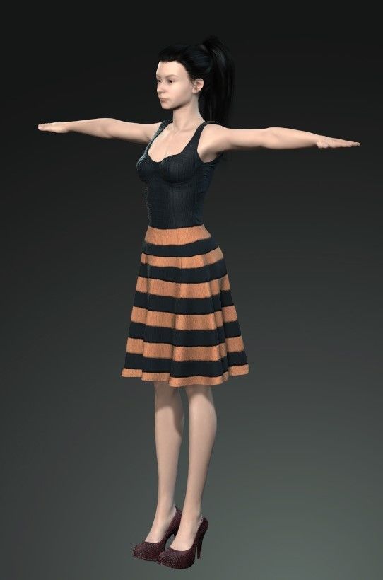 3D model Set 3 in 1 Woman T-pose VR / AR / low-poly | CGTrader