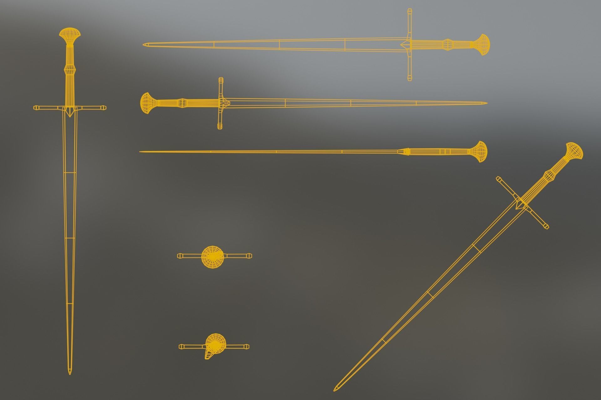 3D model Lowpoly medieval longsword - PBR VR / AR / low-poly | CGTrader