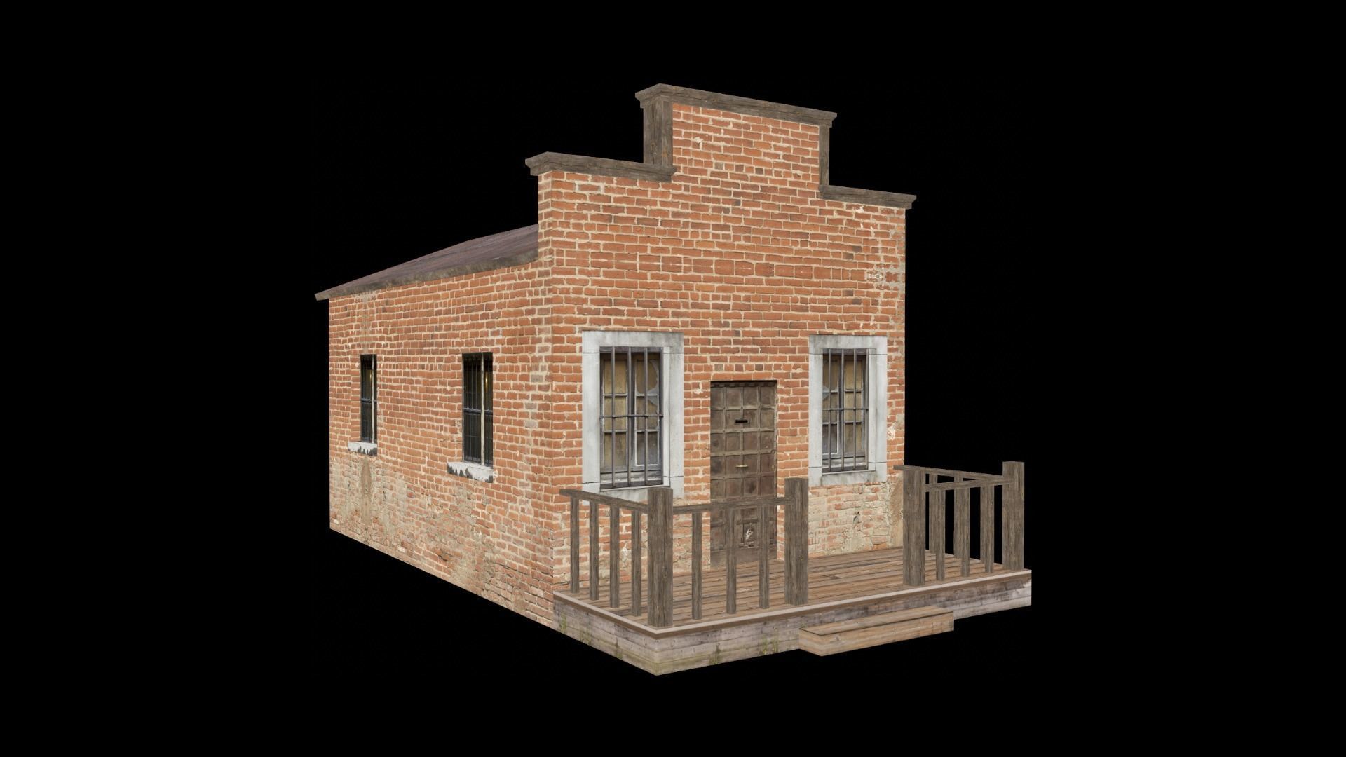3D model Western Sheriff Office Brick House with Jail VR / AR / low ...