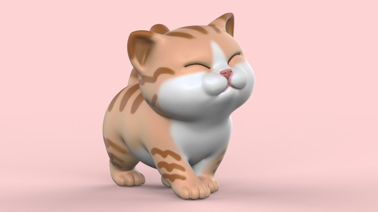 Cute Walking Kitten V1 STL for 3D model 3D printable | CGTrader