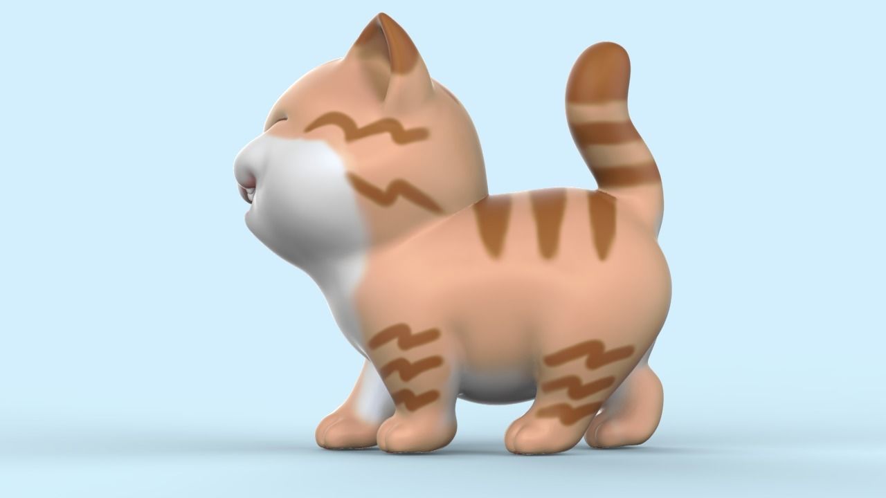 Cute Walking Kitten V2 STL for 3D model 3D printable | CGTrader