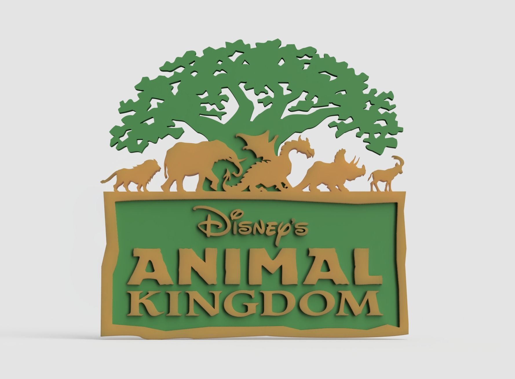 Two Color Animal Kingdom Sign 3D model 3D printable | CGTrader