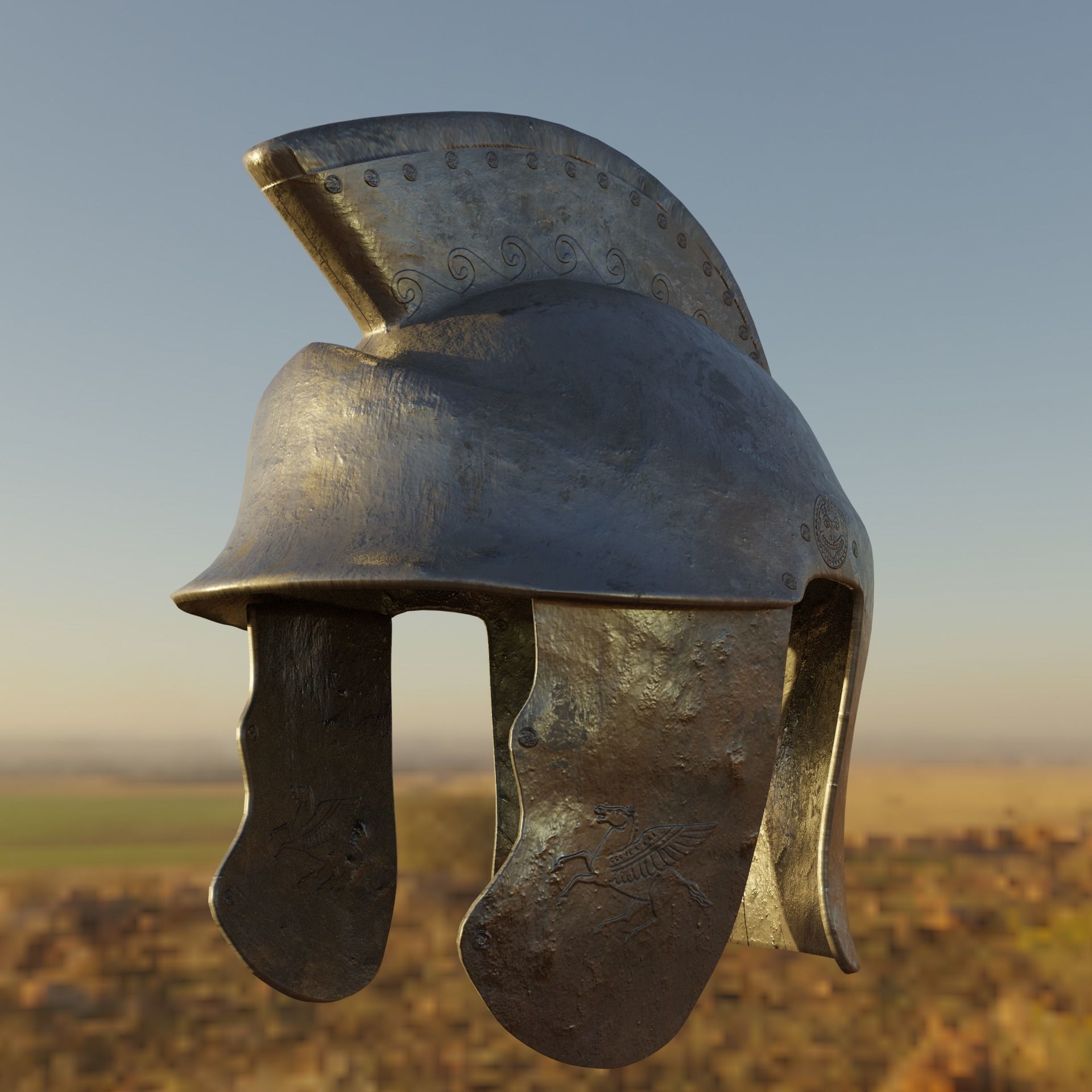 Ancient Greek Attic Helmet 3D model | CGTrader