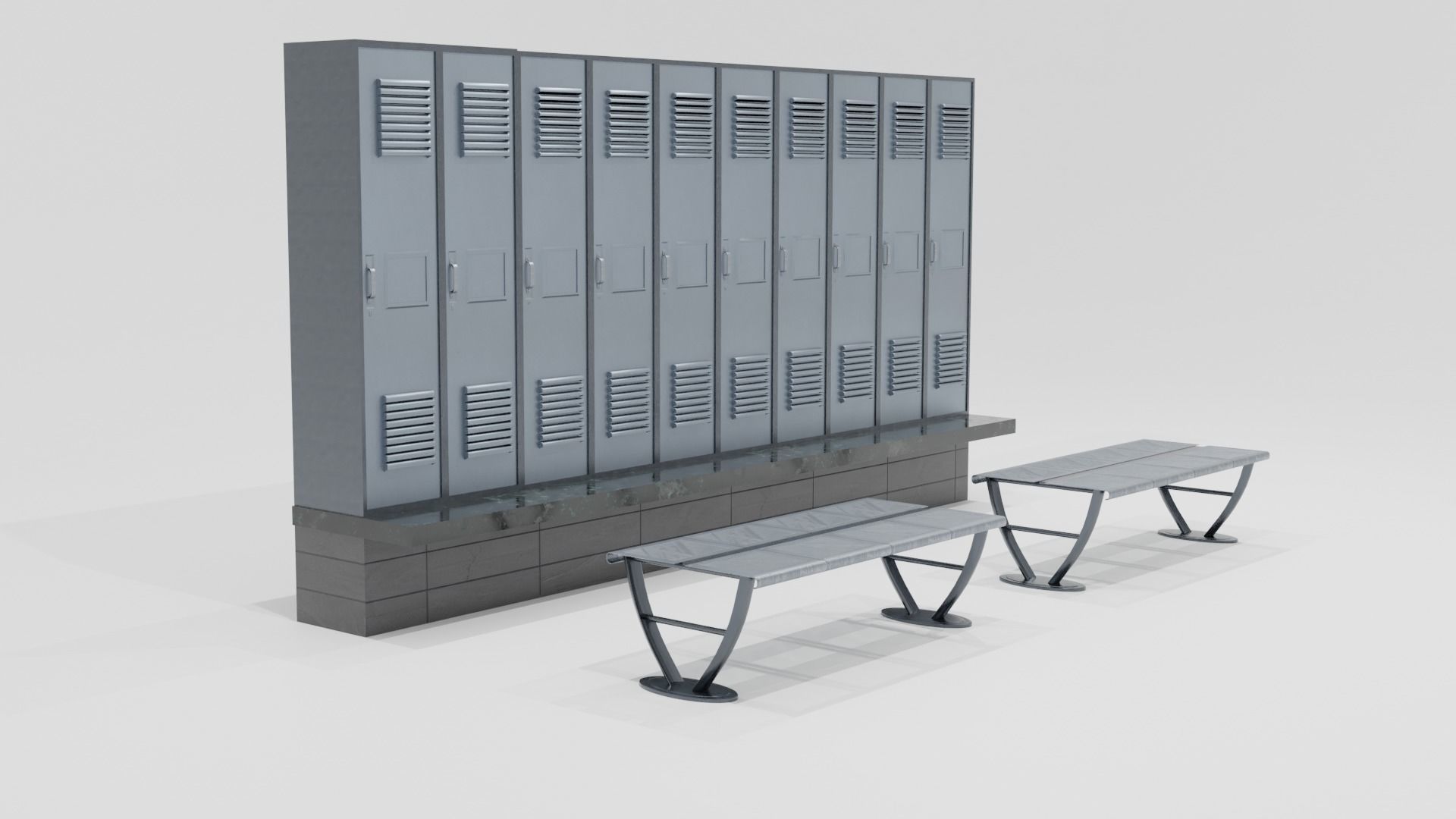 locker set of lockers and benches free 3D model | CGTrader