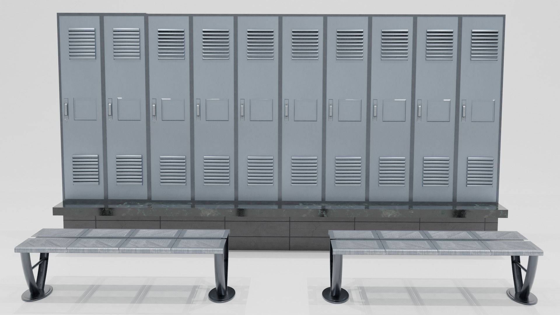 locker set of lockers and benches free 3D model | CGTrader