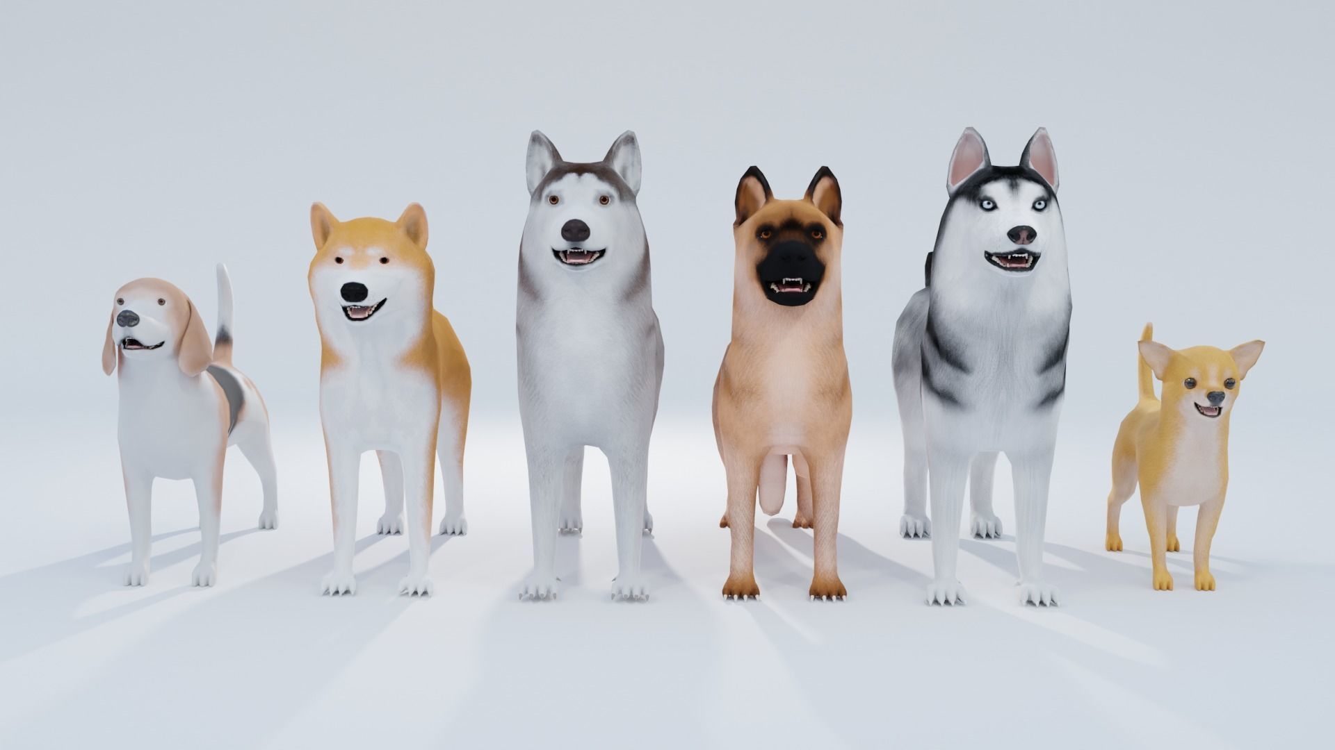 Dog Low Poly Animal Bundle Pack Collection 3D model