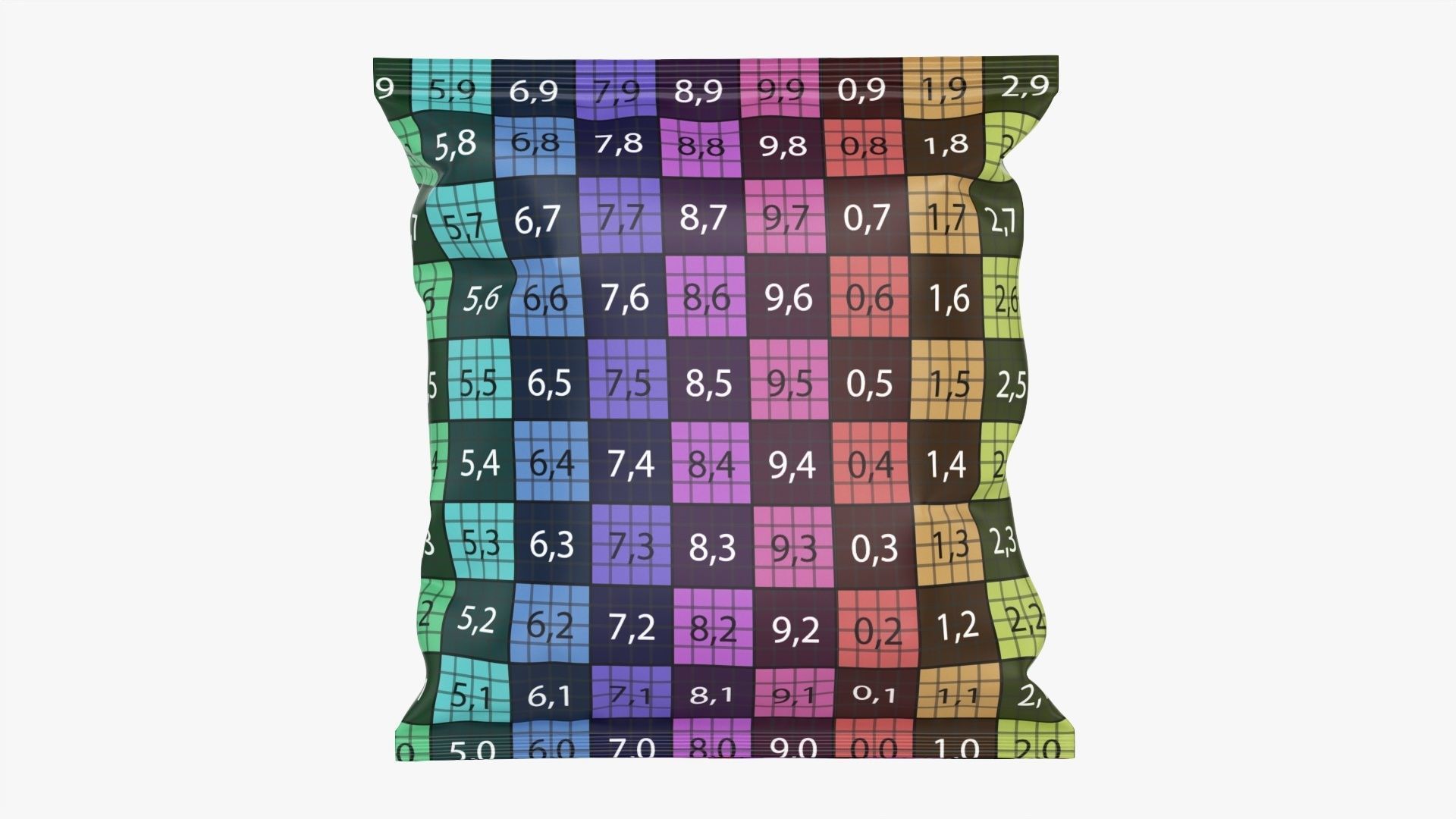 Potato chips square package small with folds mockup 3D model | CGTrader