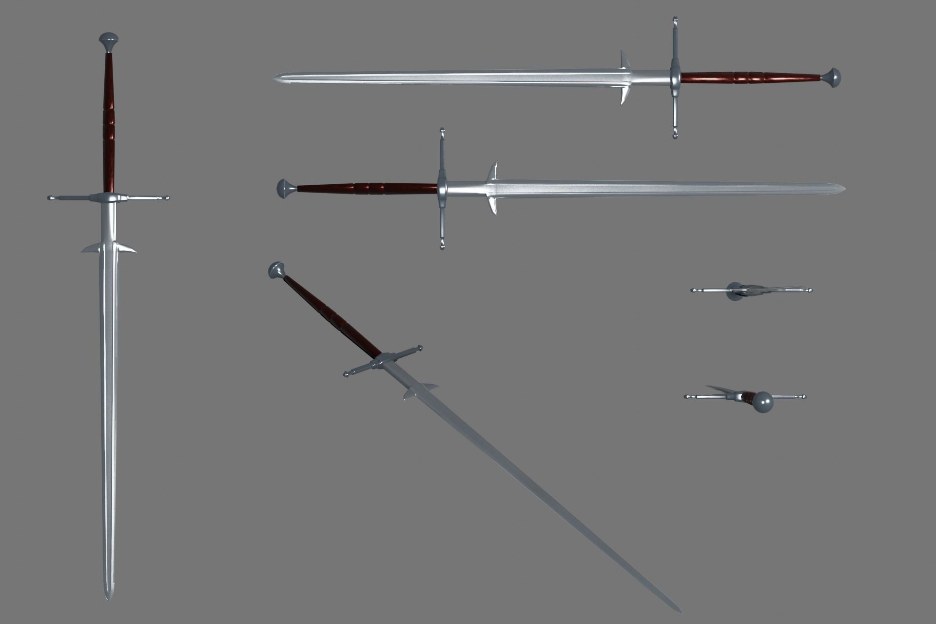 3D model medieval lowpoly great sword - zweihander -PBR VR / AR / low ...