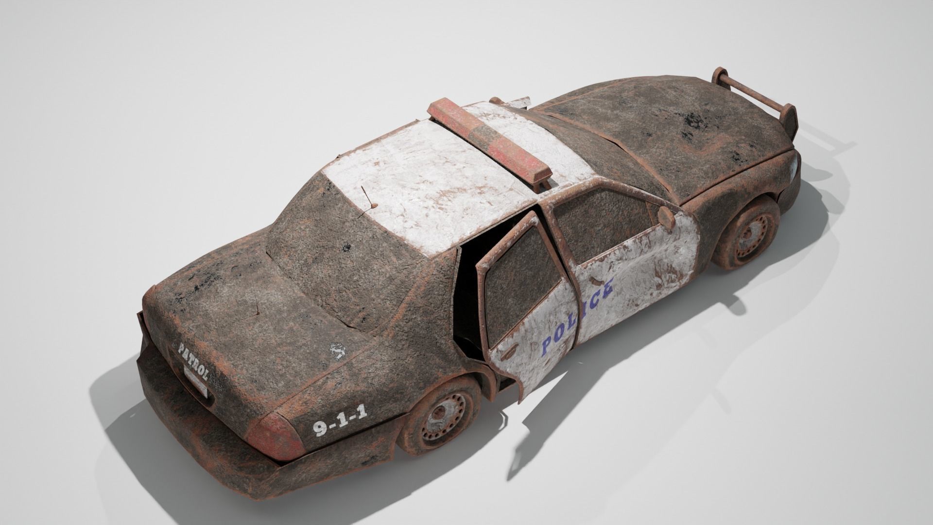 Abandoned wrecked old damaged Police car 3D model | CGTrader