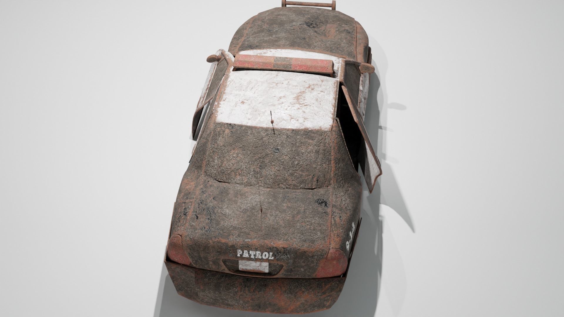 Abandoned wrecked old damaged Police car 3D model | CGTrader