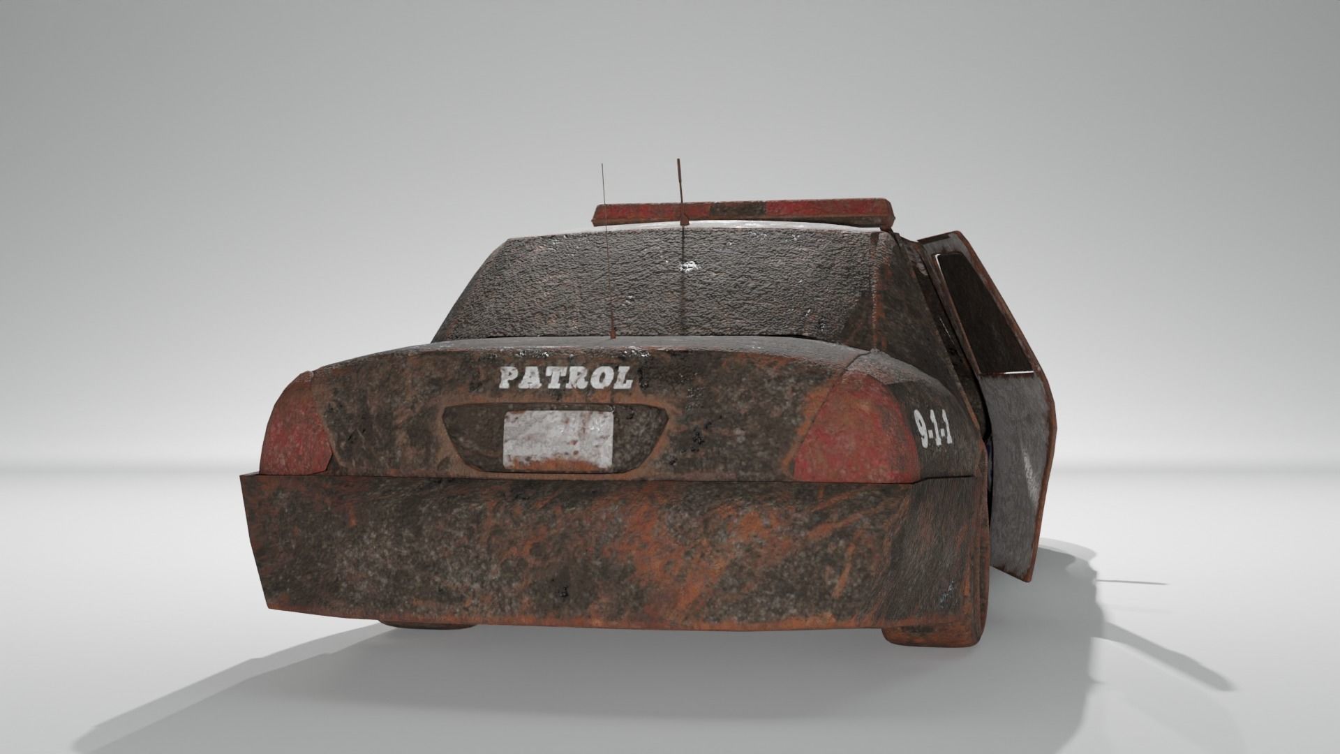 Abandoned wrecked old damaged Police car 3D model | CGTrader