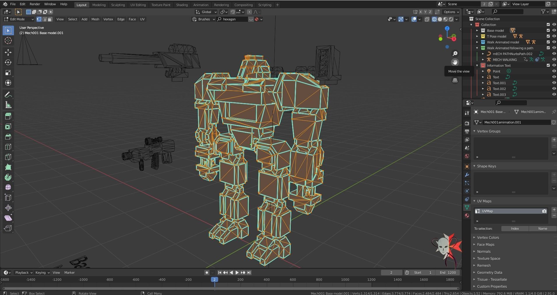 3D model Low Poly Mecha Robot rigged with two animations included VR ...