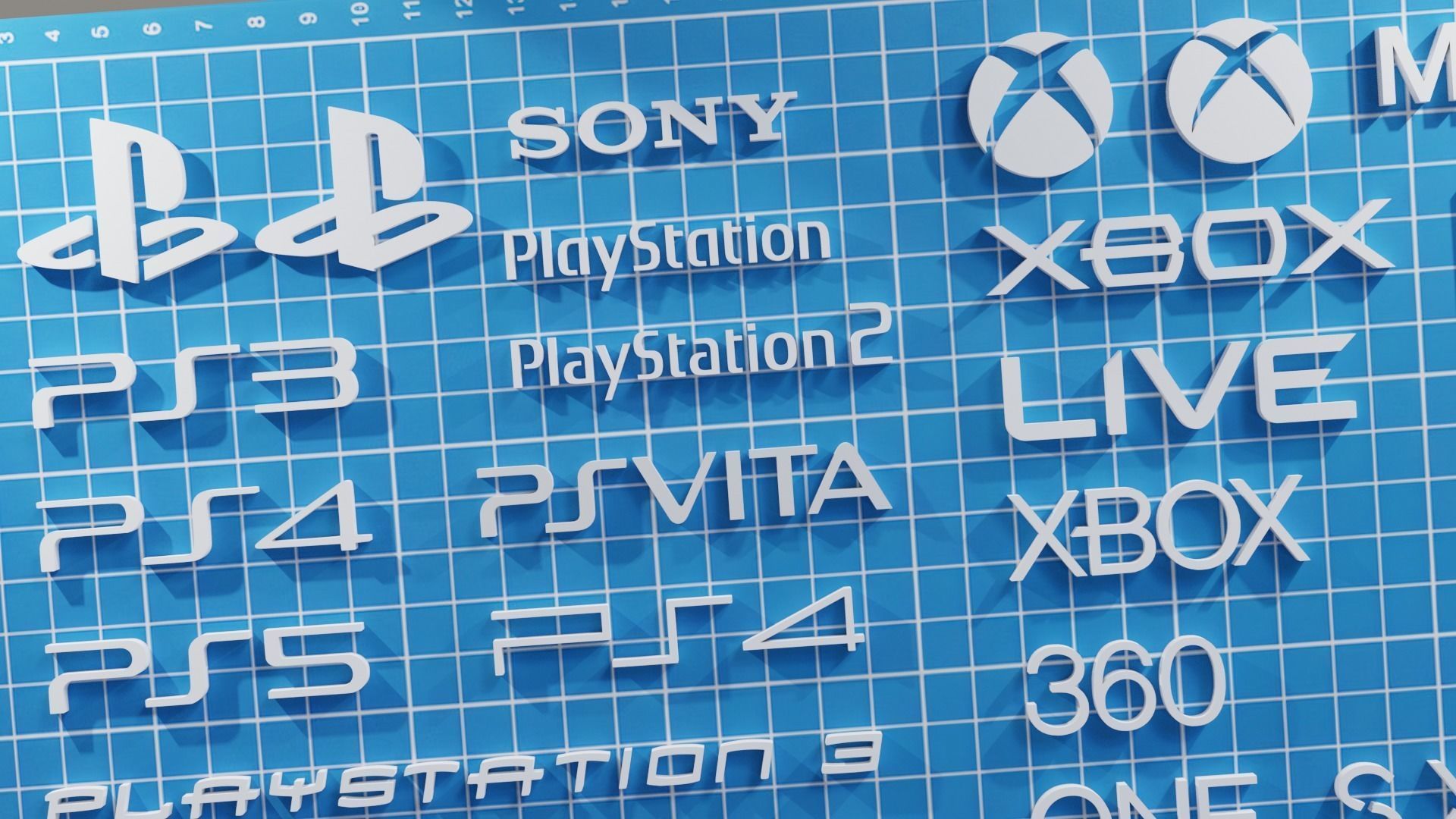 Logos console XBOX and Playstation 3D model 3D printable | CGTrader