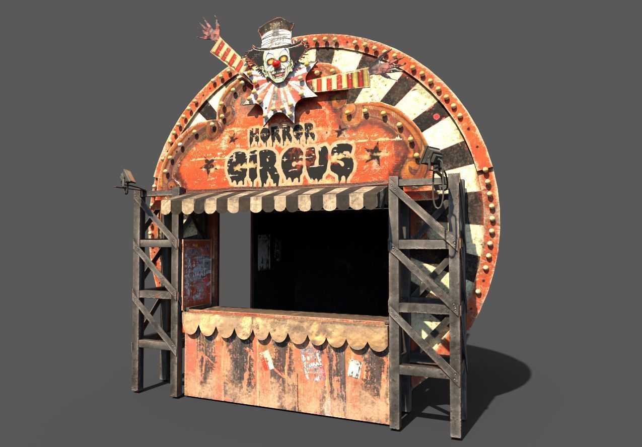 Old Horror Circus Stand 3D model | CGTrader