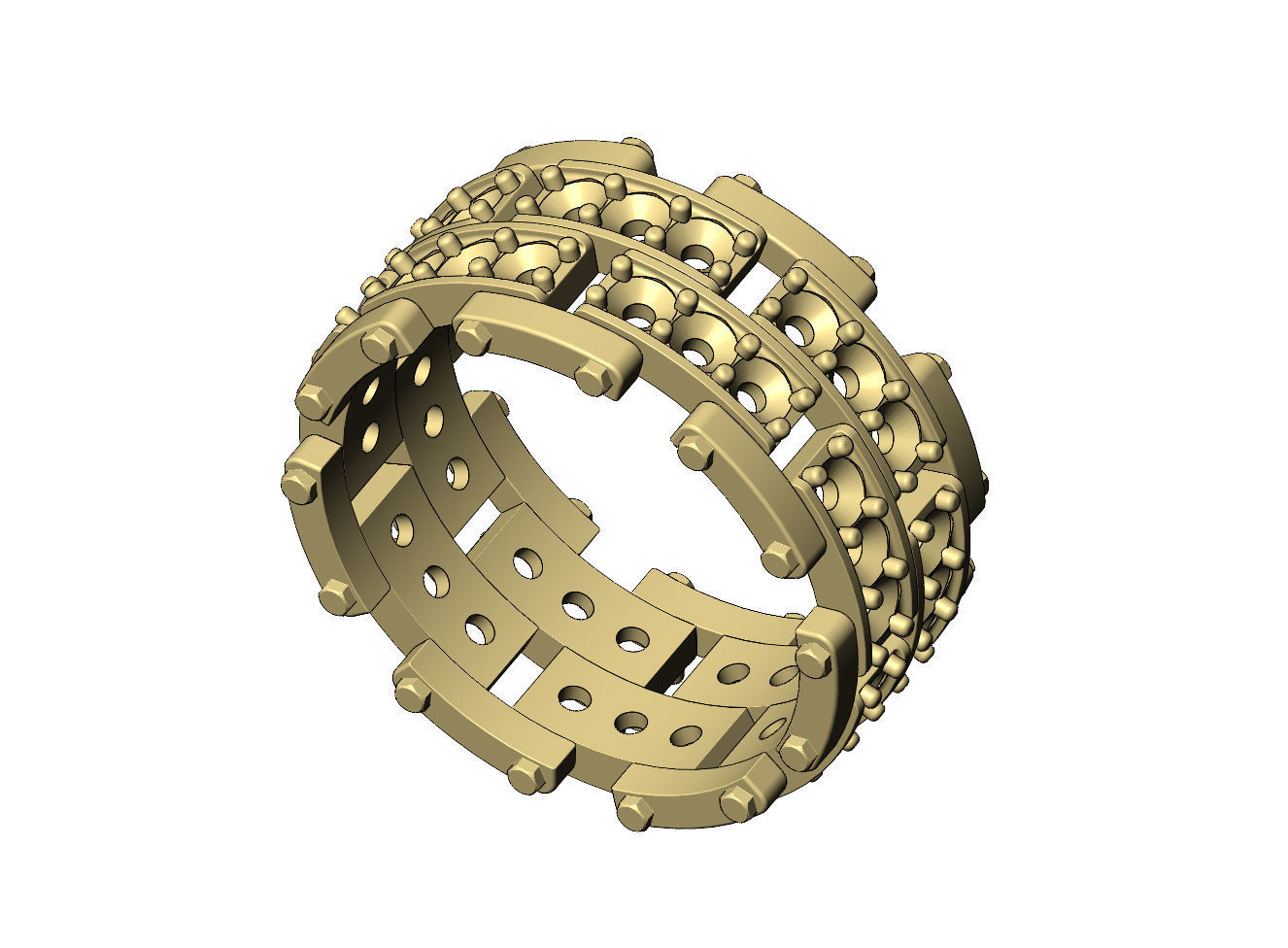 Double row diamond links band with bolt motifs US size 9 3D model 3D ...