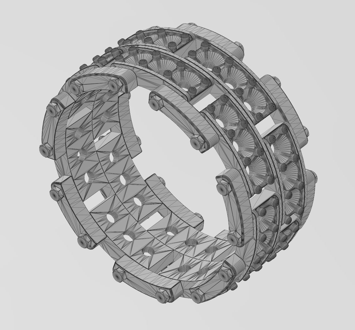 Double row diamond links band with bolt motifs US size 9 3D model 3D ...