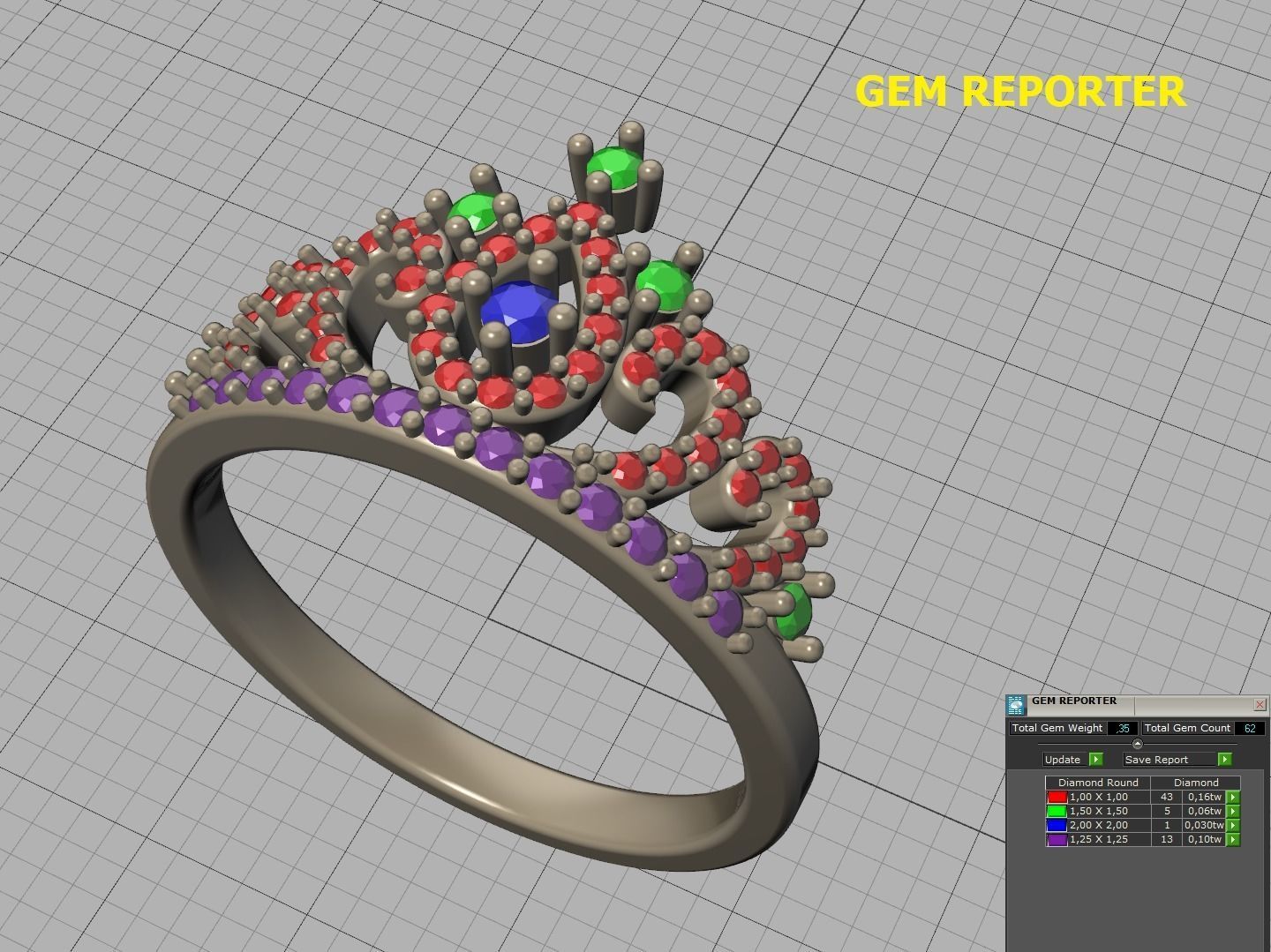 Princess Diamond Tiara Fashion ring 3dmodel 3D model 3D printable ...