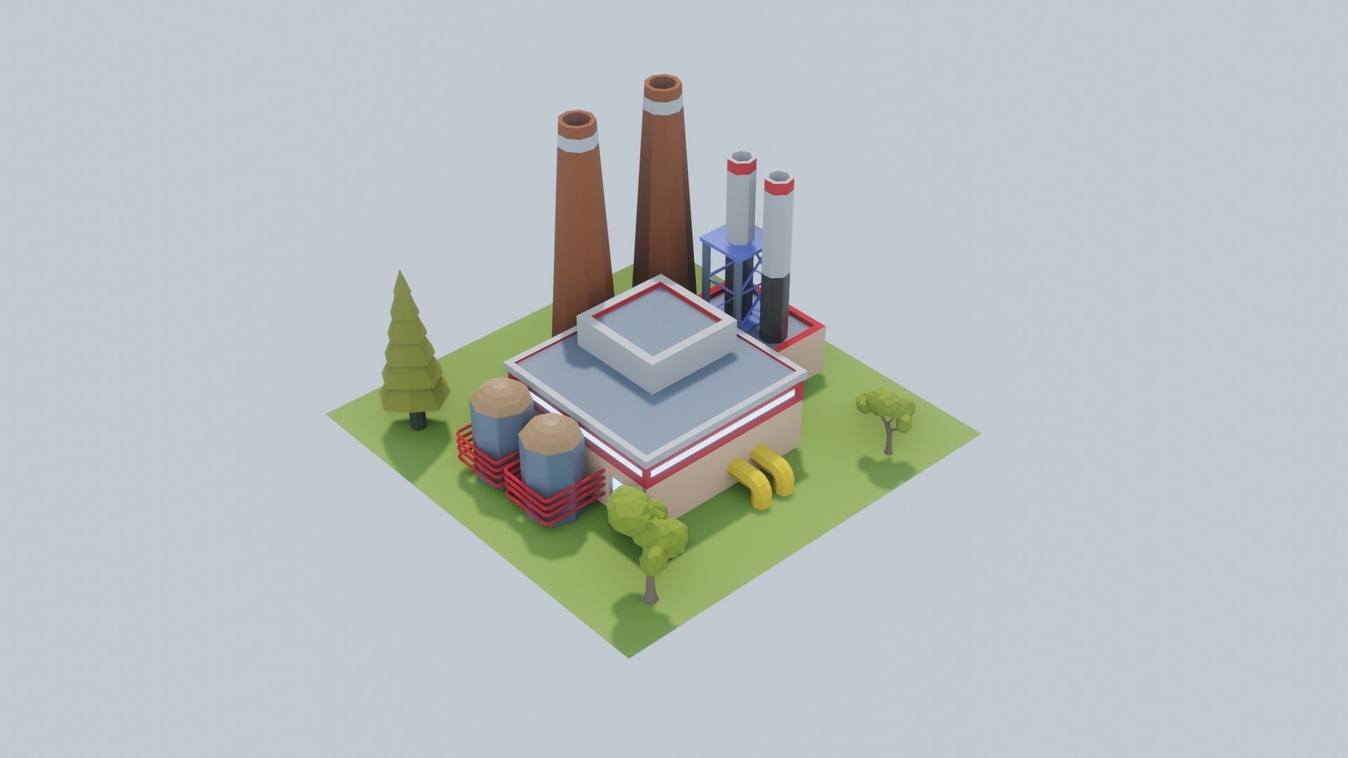 3D model Factory with pipes VR / AR / low-poly | CGTrader