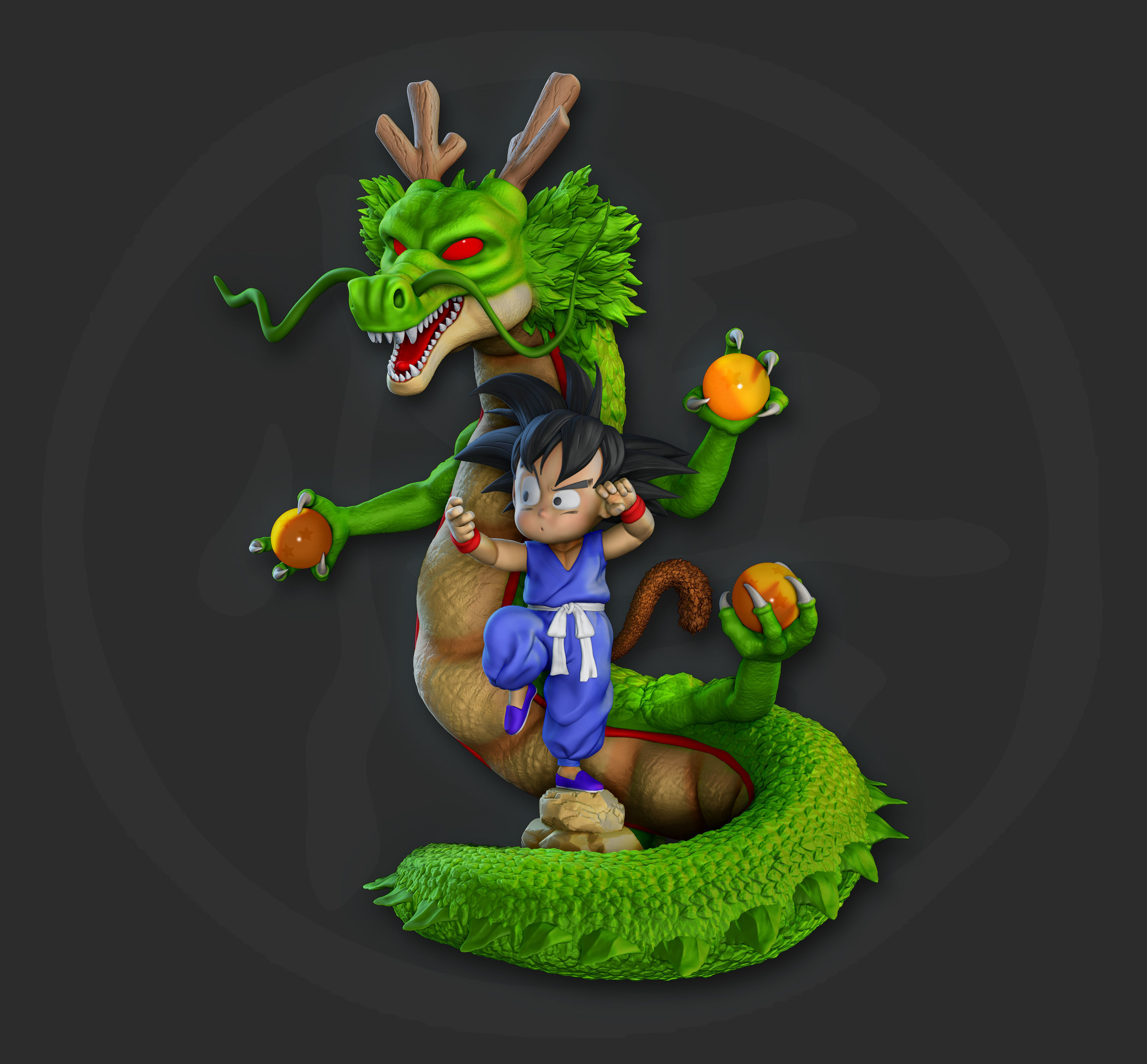 Shenlong and Son Goku 3D model 3D printable | CGTrader