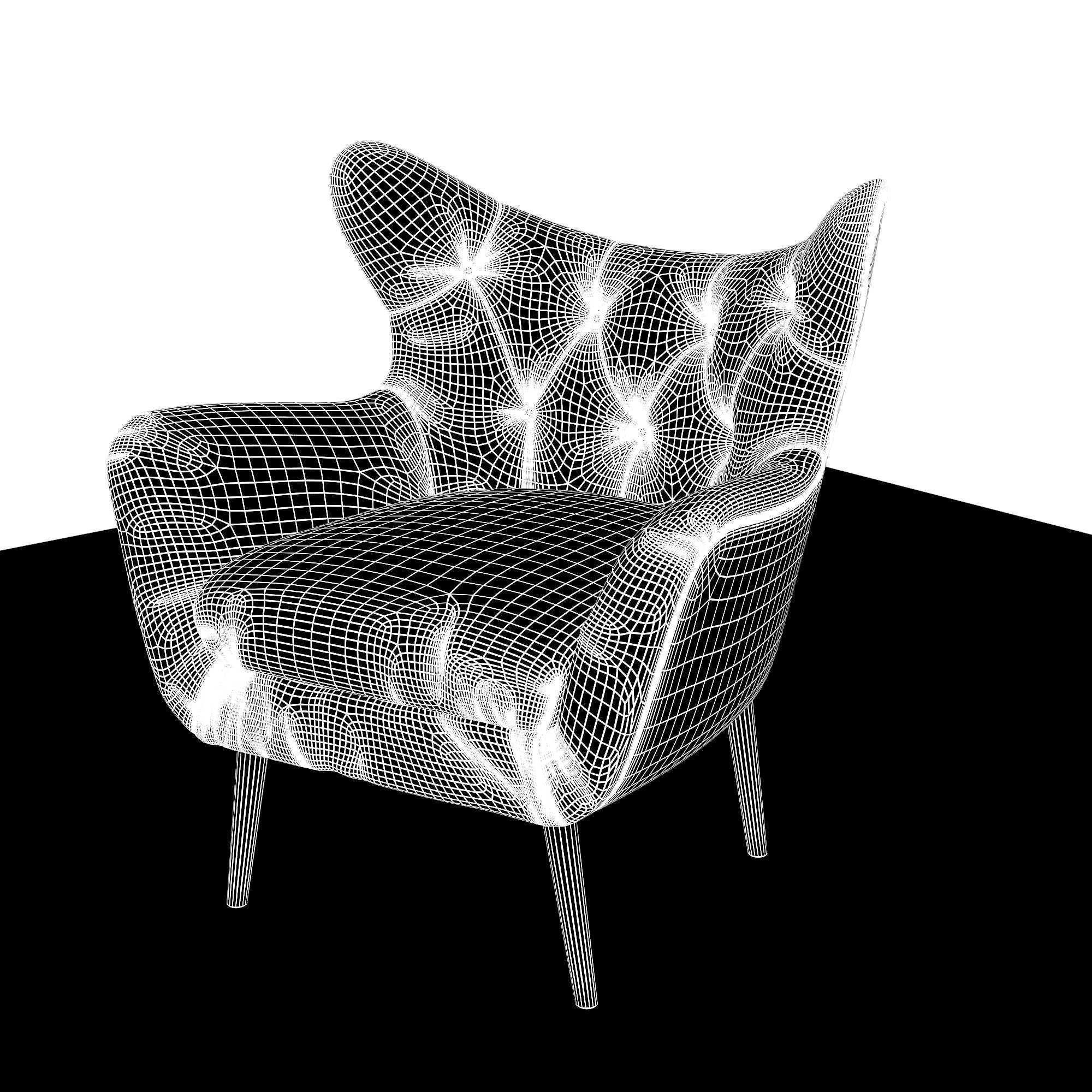 Bouck Wingback Chair Render Ready Vray Corona 3D model | CGTrader