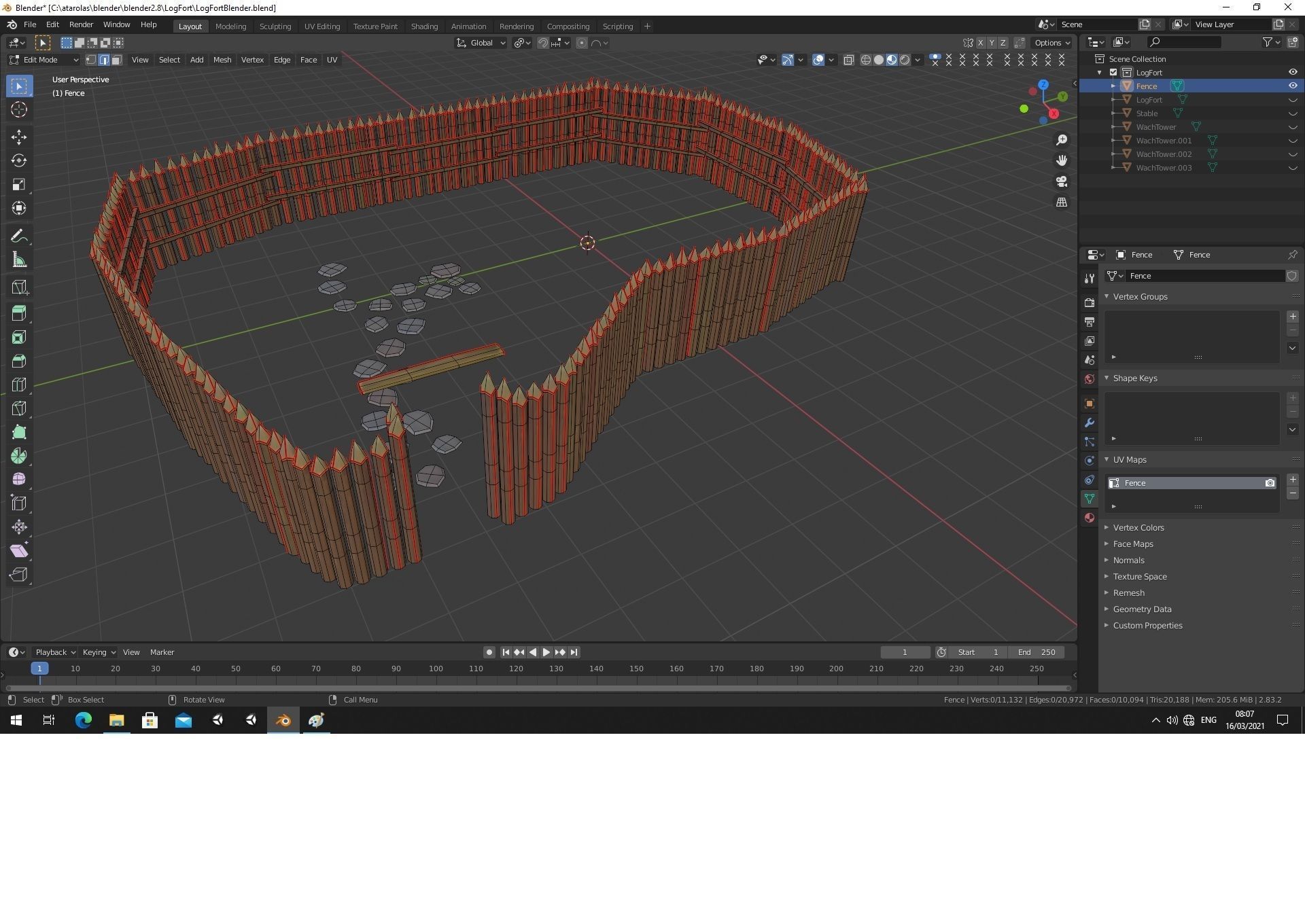 3D model Log Fort VR / AR / low-poly | CGTrader