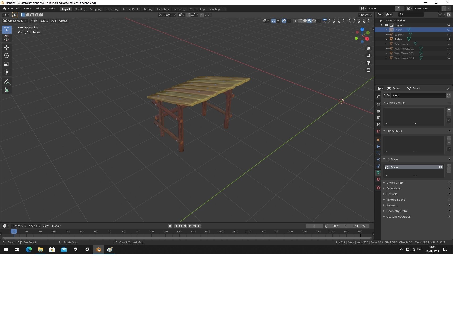 3D model Log Fort VR / AR / low-poly | CGTrader