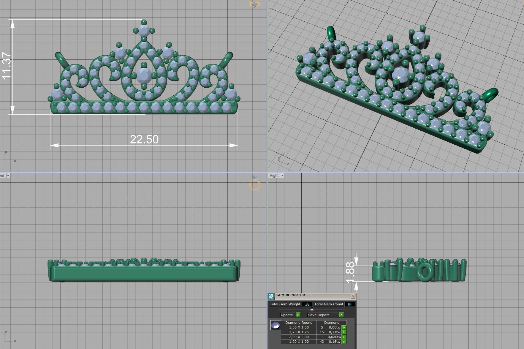 Crown Tiara Necklace Fashion Princess Pendant 3dmodel 3D model 3D ...