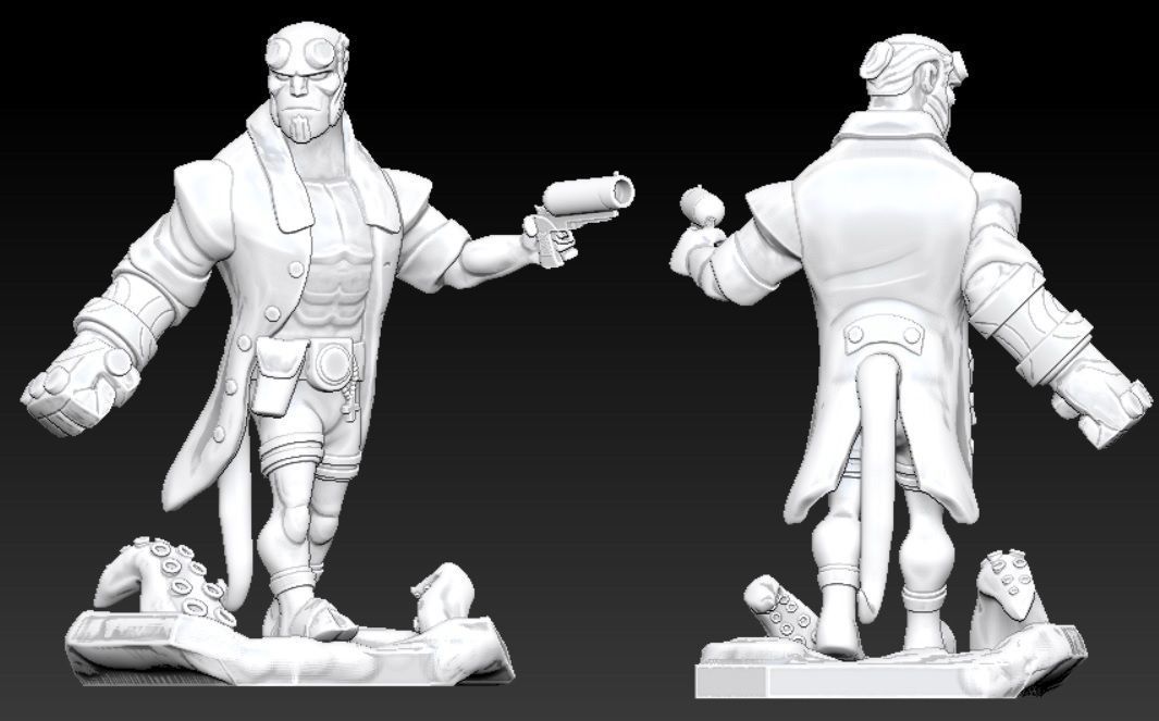 Hellboy figure of man holding gun free 3D model 3D printable | CGTrader