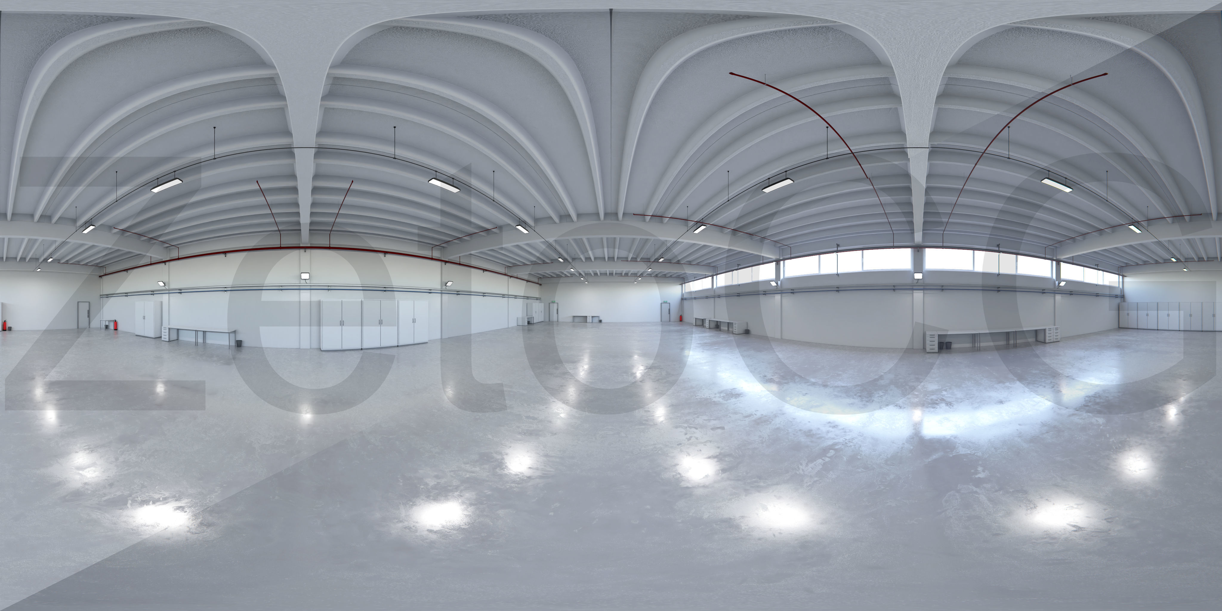 Texture HDRI - Industrial Hangar Hall Interior 6b - 2 versions VR / AR ...