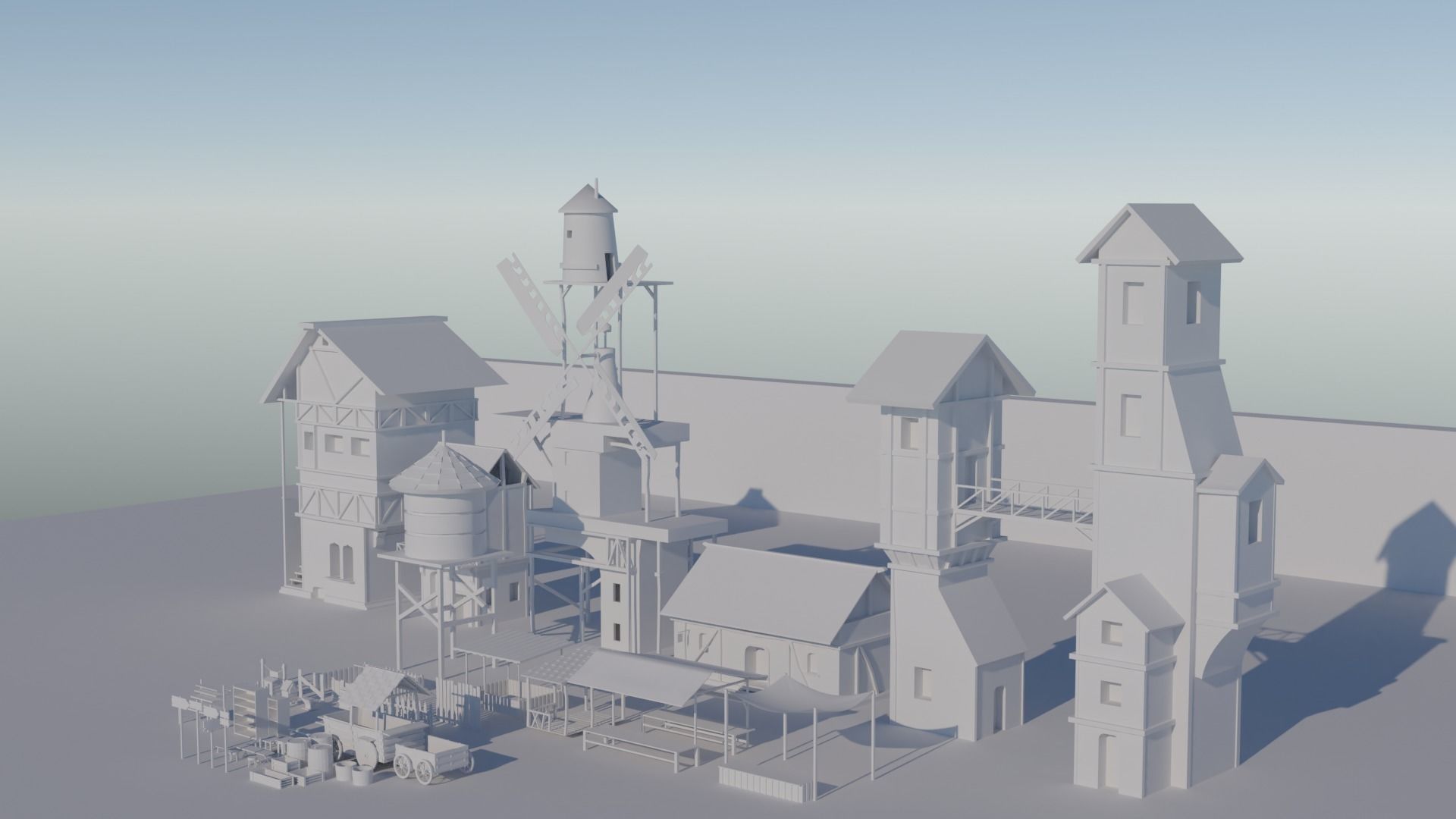 Medieval small town pack free 3D model animated | CGTrader