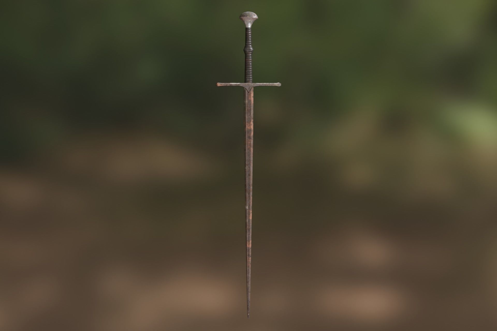 3D model Lowpoly medieval rusted longsword - PBR VR / AR / low-poly ...