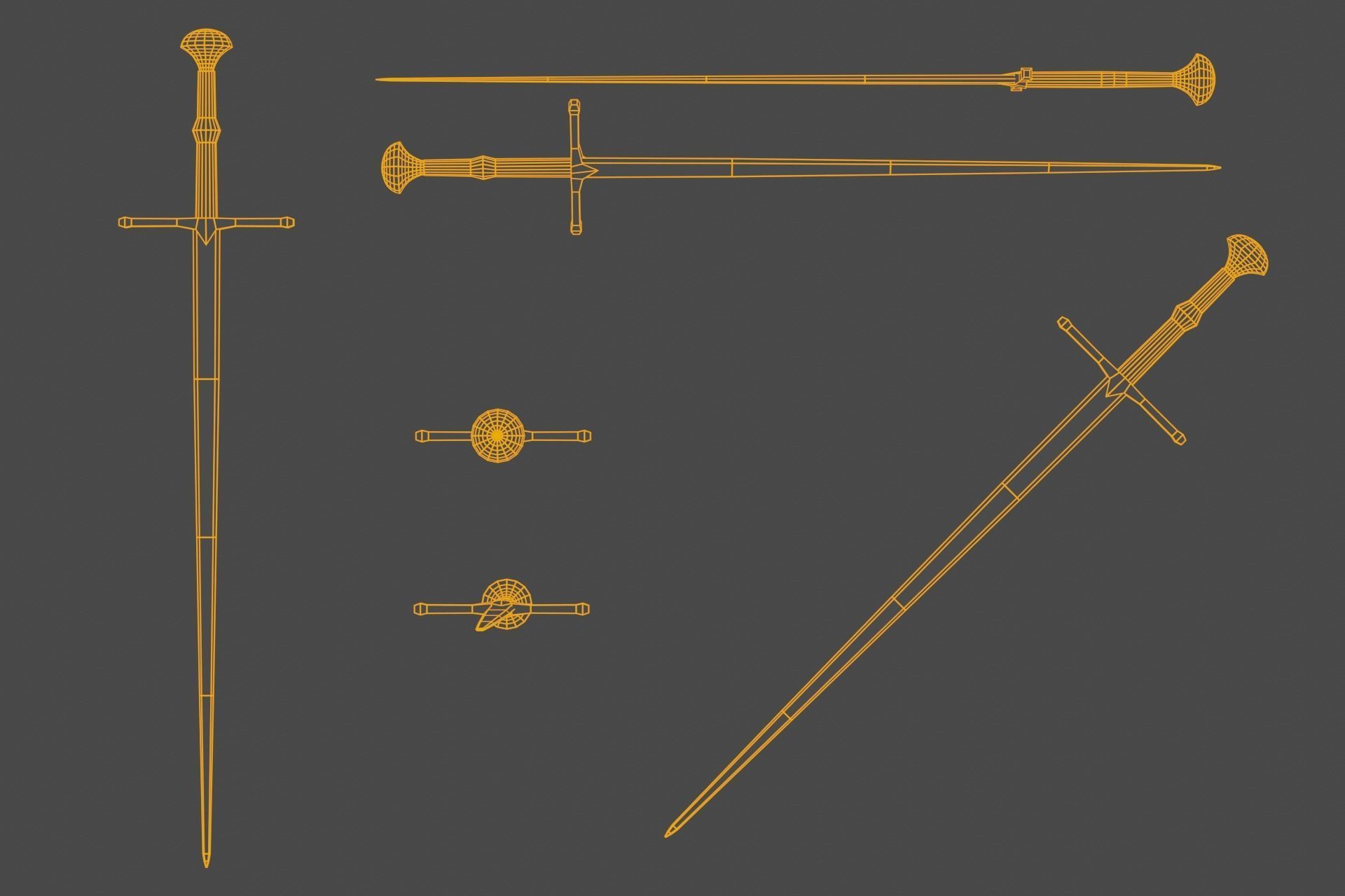 3D model Lowpoly medieval rusted longsword - PBR VR / AR / low-poly ...