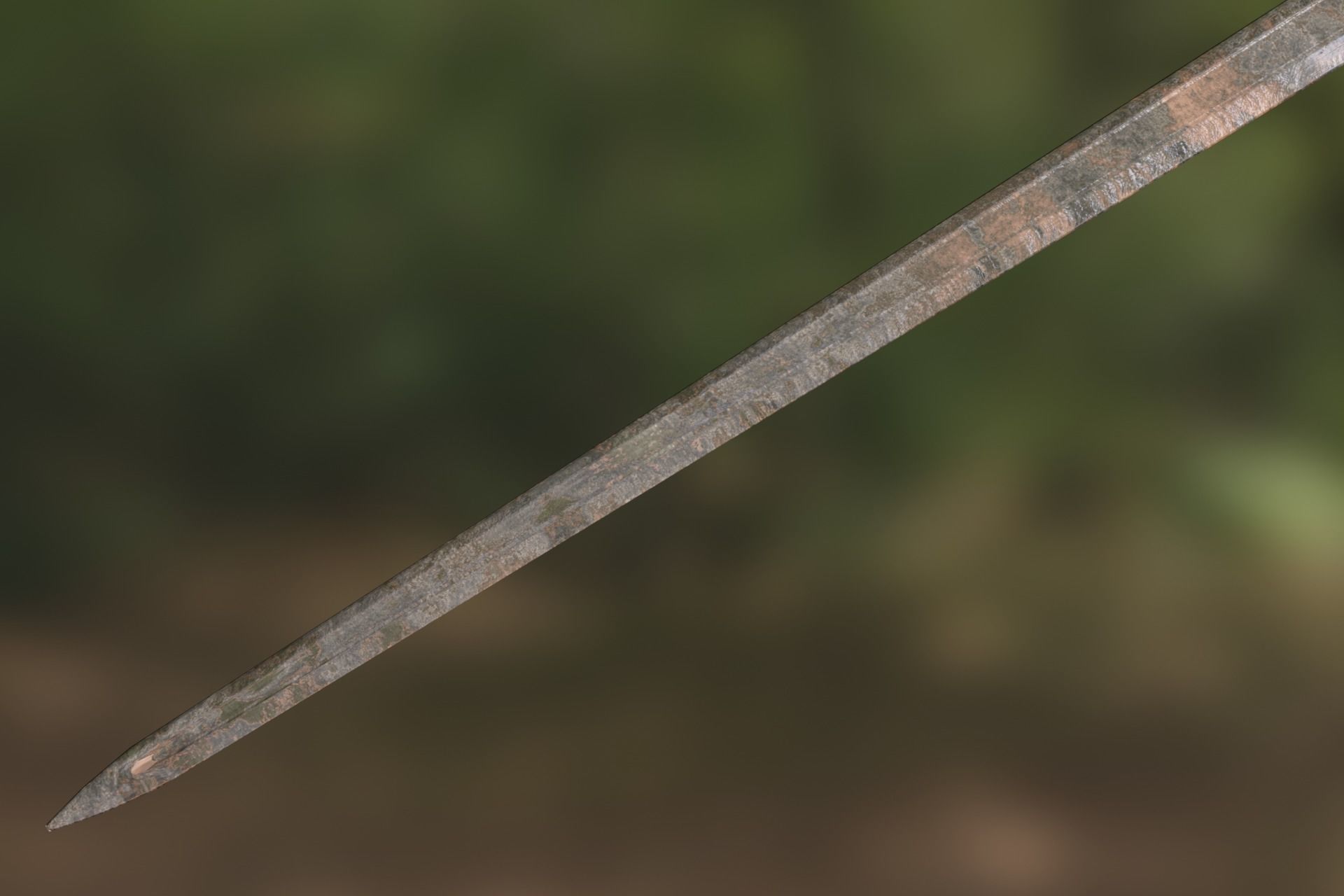 3D model Lowpoly medieval rusted longsword - PBR VR / AR / low-poly ...