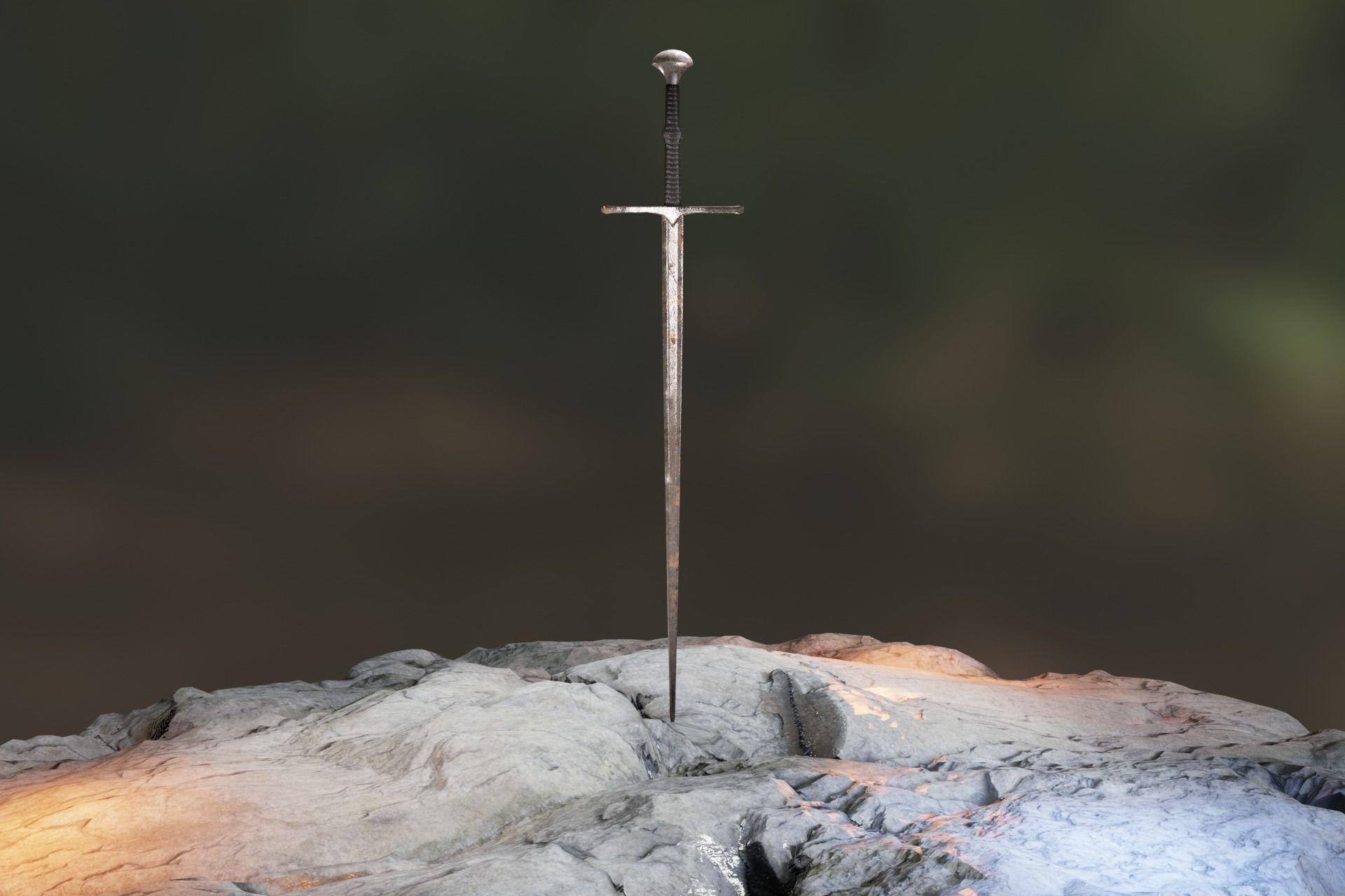 3D model Lowpoly medieval rusted longsword - PBR VR / AR / low-poly ...