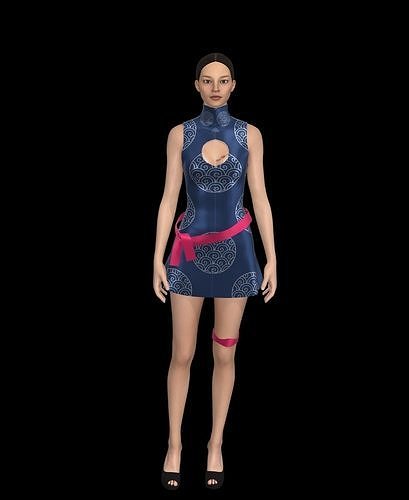 garment mini dress Asian costume 3D model | CGTrader
