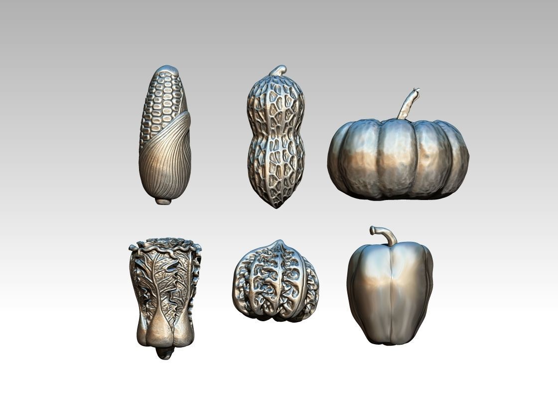 vegetables set 6 models 3D model 3D printable | CGTrader