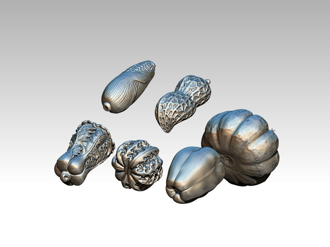 vegetables set 6 models 3D model 3D printable | CGTrader
